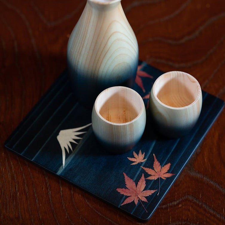 Wood Hinoki Small Sake Cups (Indigo Japan Blue) | Made in Japan ...