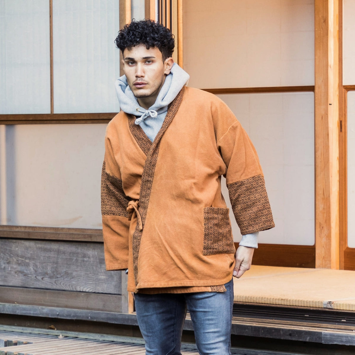 Patchwork Samue Jacket | Kakishibu | Sashiko | Kimono style – MASTER ...